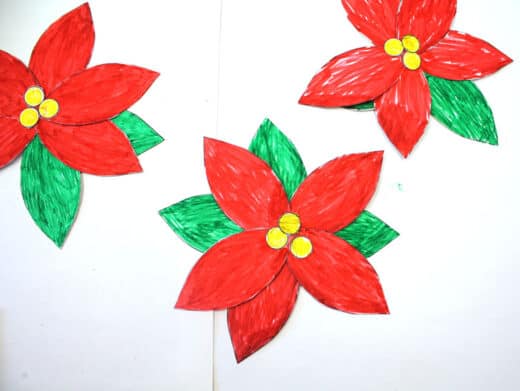 Easy Printable Poinsettia Craft for Kids Template to Make - A Crafty Life