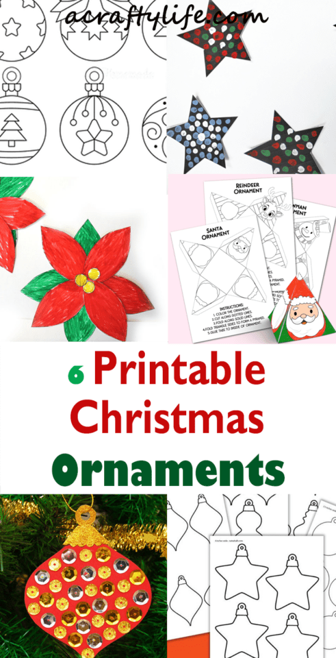 6 Easy Christmas Ornament Template Printable Fun Crafts - A Crafty Life