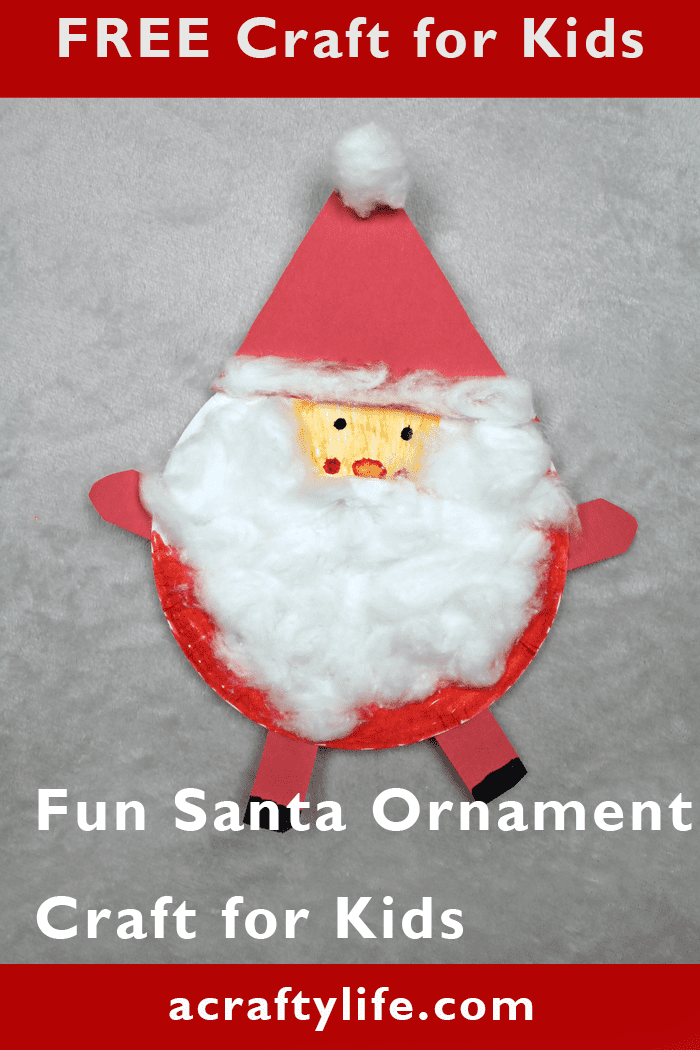 Easy Paper Plate Santa Christmas Ornament Craft to Make - A Crafty Life