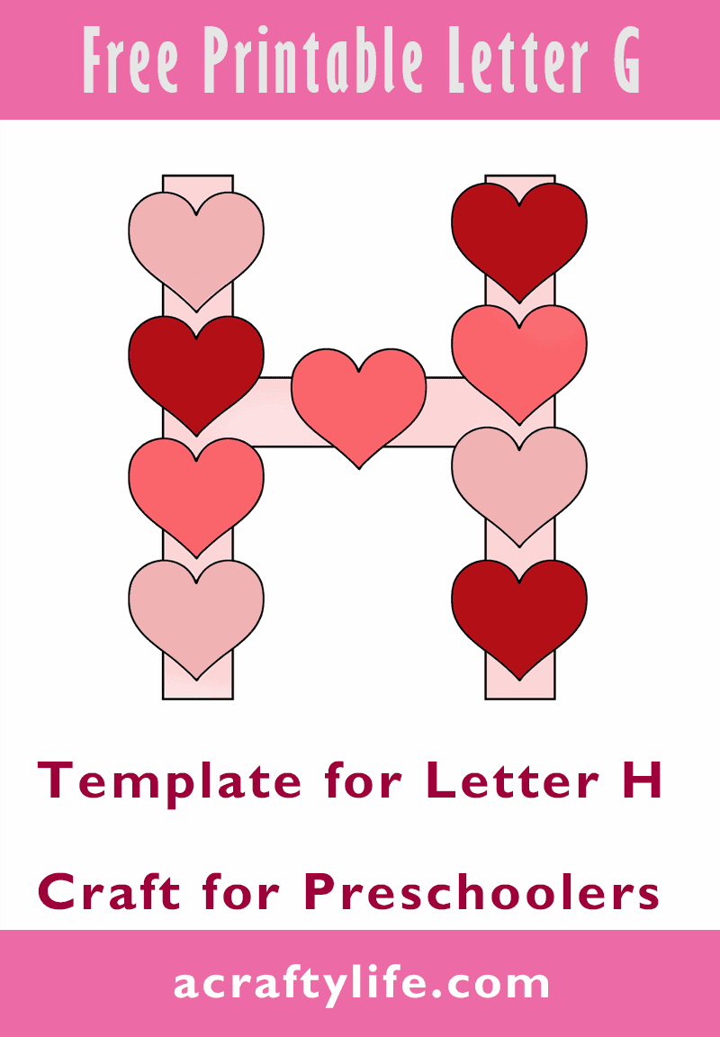 Easy Letter H Heart Craft for Kids Printable Template - A Crafty Life