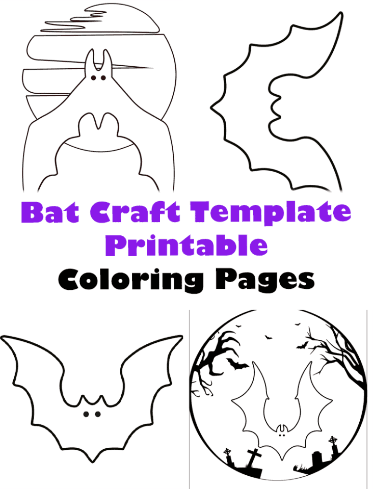 Free Bat Craft Template Printable: Bat Halloween Coloring Pages - A ...