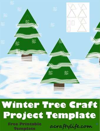Easy Winter Tree Craft Project: Free Printable Tree Template - A Crafty ...