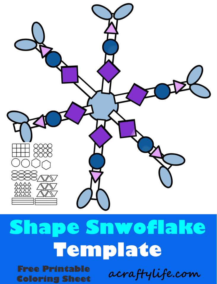 Easy Printable Shape Snowflake Craft Winter Project to Make - A Crafty Life