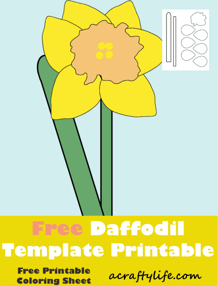 Easy Daffodil Printable Template: Free Preschool Spring Flower Craft ...