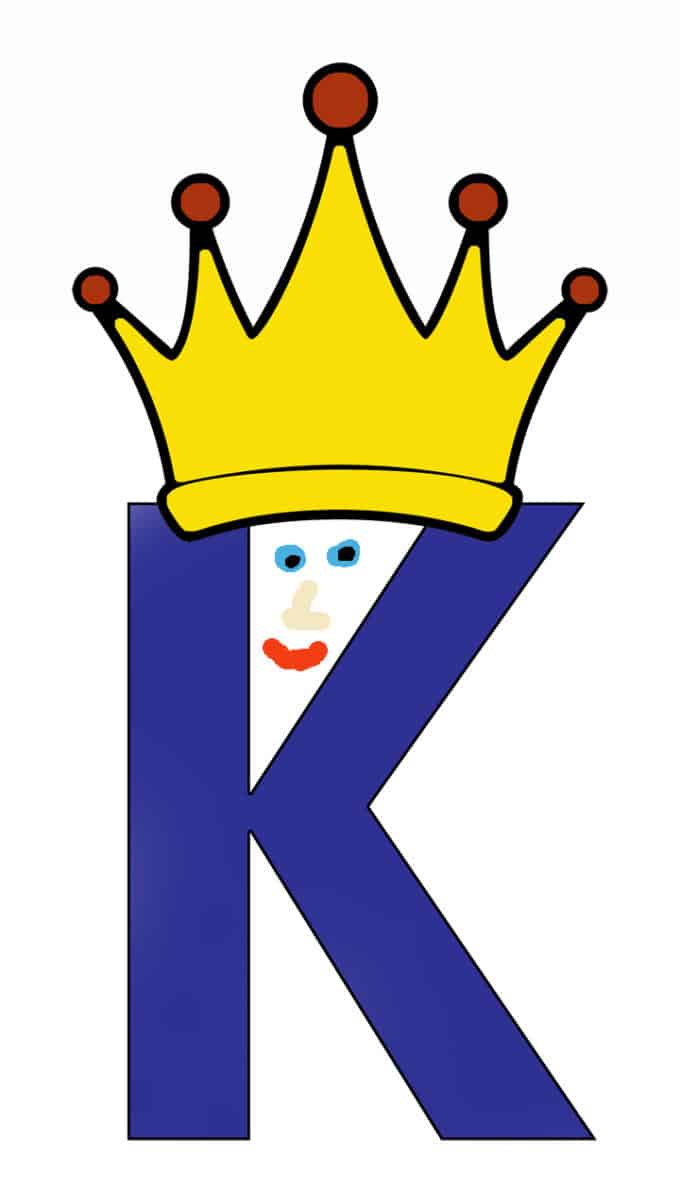 K is for King Letter Craft Easy Printable Preschool Activity - A Crafty ...