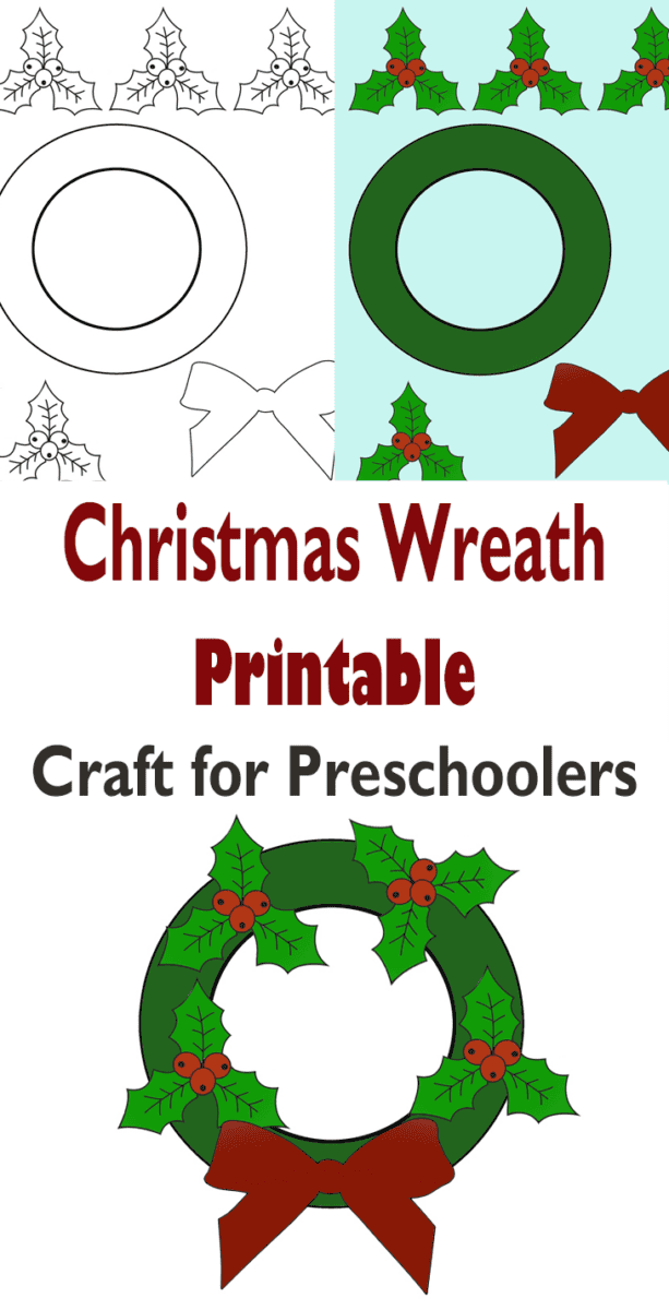 Make an Easy Printable Christmas Wreath Craft for Kids - A Crafty Life