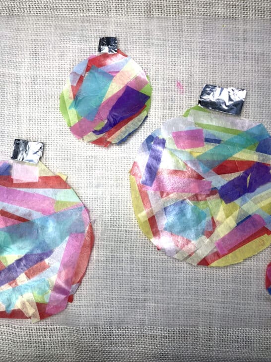 Make an Easy Tissue Paper Christmas Ornament Craft - A Crafty Life